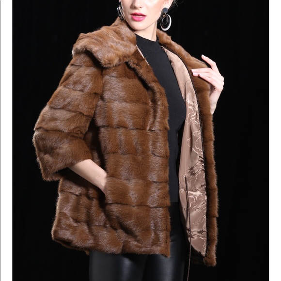 Jackets & Coats | 218 New Natural Brown Mink Convertible Fur Coat ...